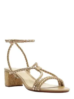 ALEXANDRE BIRMAN Elba Block Heel Sandal - Semolina/golden