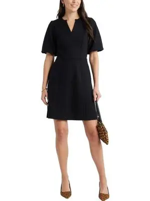 Caslon Puff Sleeve Ponte Dress - Black
