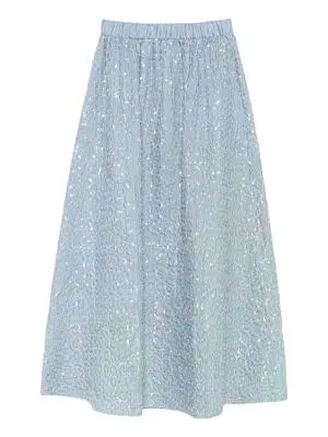 Sandro Sandro Maxi Striped Sequined Skirt Blue