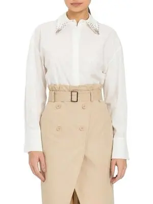 TWINSET Embellished Collar Shirt - White