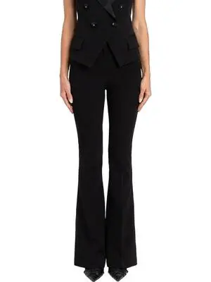 TWINSET Flared Stretch Viscose Blend Trousers - Black