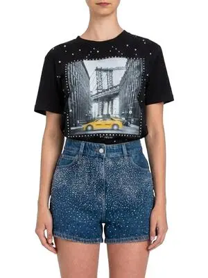 TWINSET Cotton T-shirt With Heart Print - Black