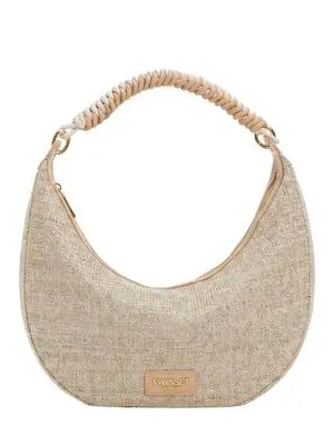 TWINSET Raffia Hobo Bag With Woven Handle - Natural