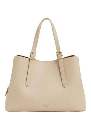 TWINSET Textured Leather Shoulder Bag - Sand