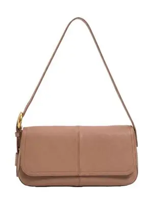 TWINSET Grained Leather Shoulder Bag - Coffee