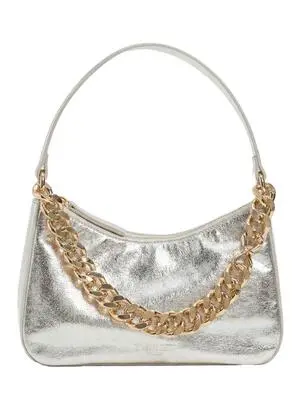TWINSET Liliane Medium Laminated Leather Bag - Silver