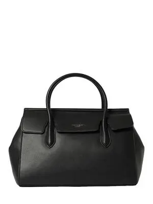 TWINSET Grained Faux Leather Top Handle Bag With Adjustable Shoulder Strap - Black