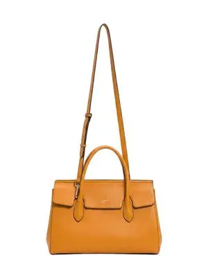 TWINSET Grained Faux Leather Top Handle Bag With Adjustable Shoulder Strap - Yellow