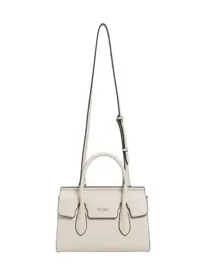 TWINSET Grained Faux Leather Top Handle Bag - White
