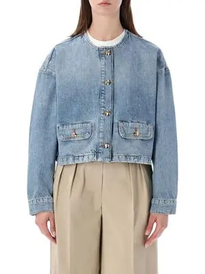 ANINE BING Collarless Jacket - Blue