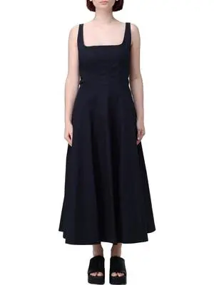 Staud Sleeveless Square Neck Midi Dress - Black