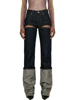JEAN PAUL GAULTIER Cotton Denim Straight Jeans - Blue