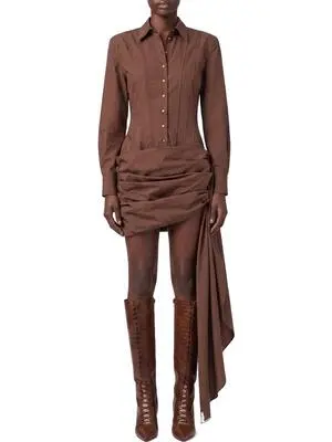 Giuseppe Di Morabito Asymmetrical Mini Shirtdress - Brown