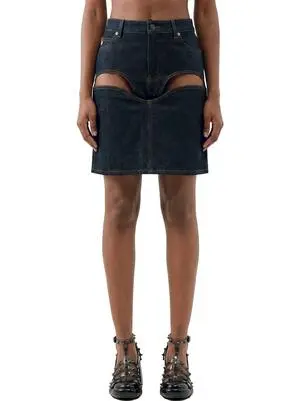 JEAN PAUL GAULTIER Cut-out Denim Mini Skirt - Blue