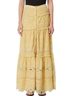 Isabel Marant Tiered Maxi Skirt - Ocher