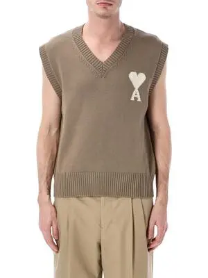 Ami V-neck Vest - Beige