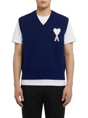 Ami V-neck Vest - Blue