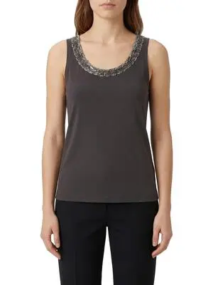 Fabiana Filippi Embellished Neck Tank Top - Blue