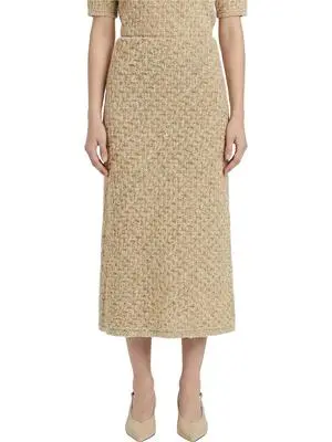 Fabiana Filippi Midi Pencil Skirt In Cotton Blend - Beige