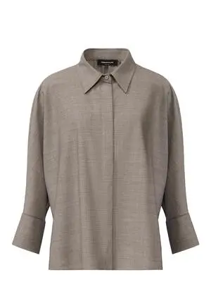 Fabiana Filippi Oversized Shirt In Fresh Wool With Diamond Thread - Grey