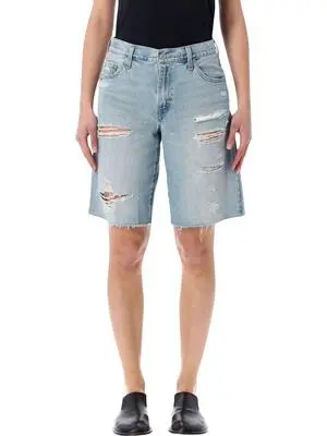 LEVI'S Distressed Denim Shorts Ecru