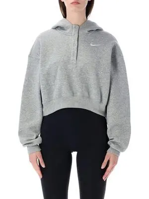 Nike Nike Cropped Button Detail Hoodie Grey