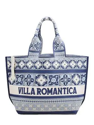 ALEMAIS Villa Romantica Jacquard Maxi Tote Bag - Blue - Villa Romantica