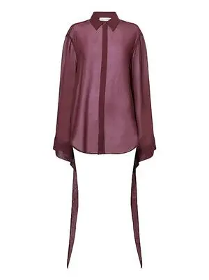 THE FRANKIE SHOP Verlin Sheer Chiffon Shirt - Burgundy