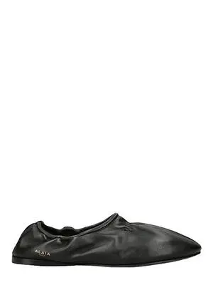 Alaïa Ruched Slipper Leather Flats - Black