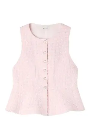 Sandro Sleeveless Sequin-embellished Tweed Jacket - Pink