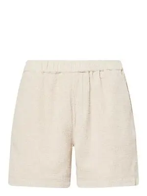 FRAME Open Weave Drawstring Cotton-blend Shorts - Light Stone