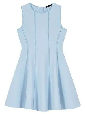 Maje Bow-embellished Flared Knitted Mini Dress - Blue Sky