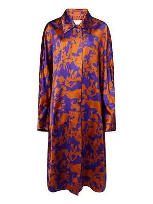 Dries Van Noten Printed Relaxed-fit Woven Coat - Orange