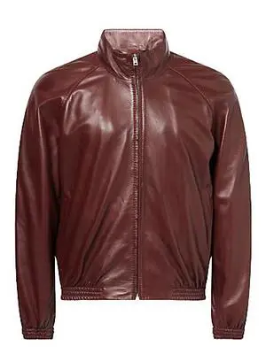 Acne Studios Regular-fit High-neck Leather Jacket - Rum Brown