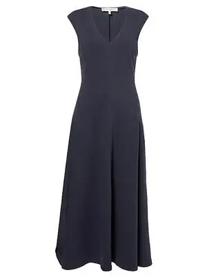 FRAME Flared Cotton Midi Dress - Navy