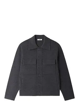 Sandro Knitted Chest-pocket Jacket - Dark Grey