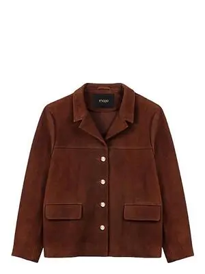 Maje Relaxed-fit Suede Jacket - Chocolate