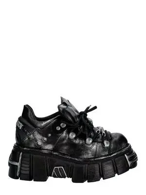 NEW ROCK Platform Lace-up Sneakers - Black