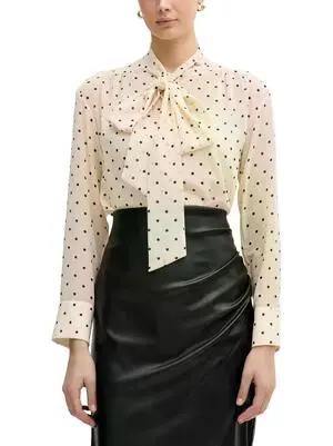 JOOP! Polka Dot Tie Blouse - Neutrals