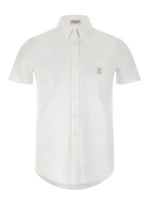 Brunello Cucinelli Embroidered Logo Pocket Shirt - White