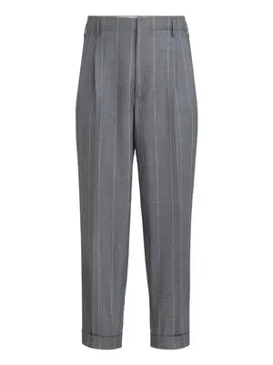 Brunello Cucinelli Virgin Wool Chalk Stripe Trousers - Grey