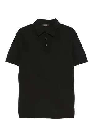ZANONE Buttoned Short-sleeve Polo Shirt - Black