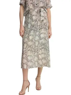 MARC AUREL Snakeskin-pattern Midi Skirt - Neutrals