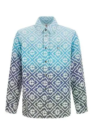 Casablanca Shacket Monogram Gradient Overshirt - Blue