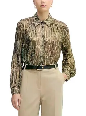 MARC AUREL Snake-print Button-down Shirt - Neutrals