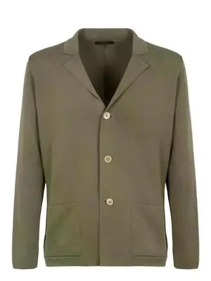 SLOWEAR Lapel Collar Cotton Cardigan - Green