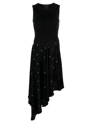 Givenchy 4g-motif Asymmetric-hem Dress - Black