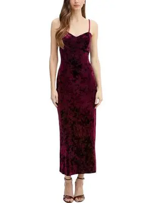 Guess Velvet Slip Maxi Dress - Red
