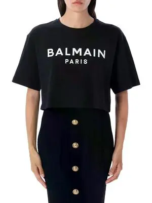 Balmain Logo-print Cropped T-shirt - Black