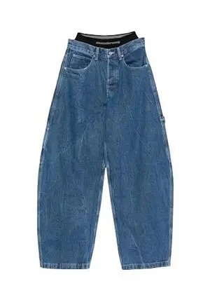 Alexander Wang Logo Elastic Oversized Jeans - Deep Blue